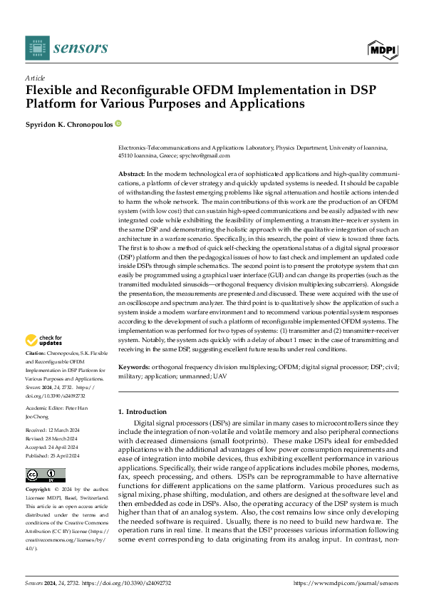 (PDF) Flexible and Reconfigurable OFDM Implementation in DSP Platform for Various Purposes and ...
