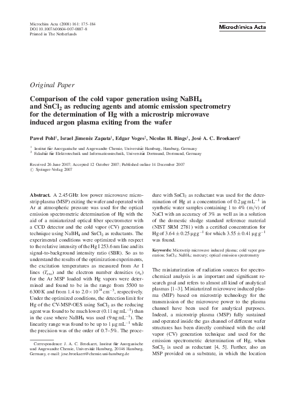 (PDF) Comparison of the cold vapor generation using NaBH4 and SnCl2 as ...