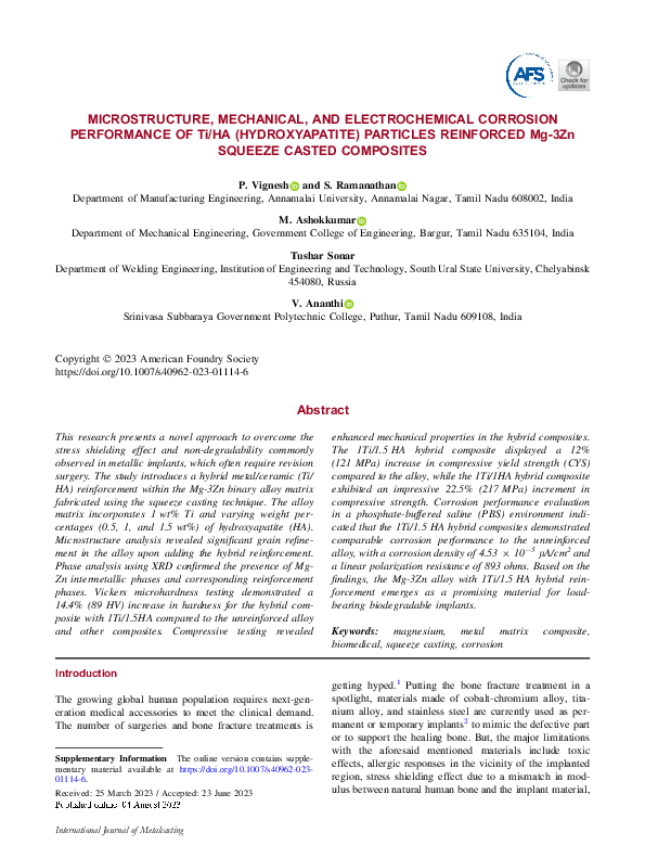 (PDF) MICROSTRUCTURE, MECHANICAL, AND ELECTROCHEMICAL CORROSION PERFORMANCE OF Ti/HA ...