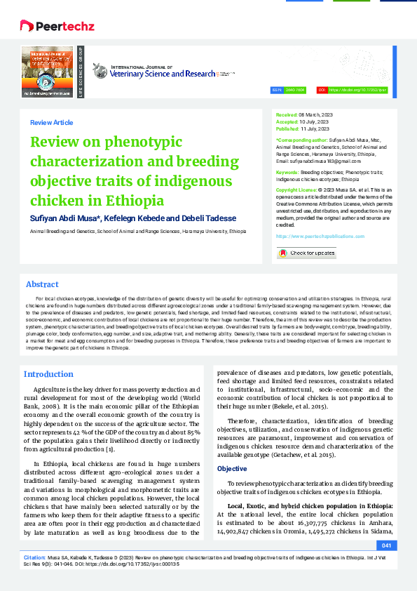 (PDF) Review on phenotypic characterization and breeding objective traits of indigenous chicken ...
