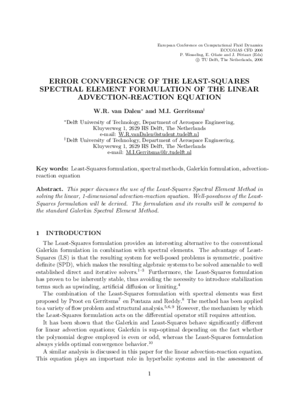 (PDF) Error convergence of the Least-Squares Spectral Element formulation of the linear ...