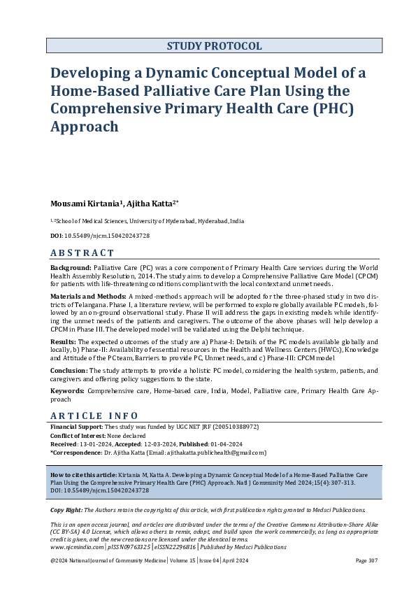(PDF) Developing a dynamic conceptual model of a home-based palliative ...