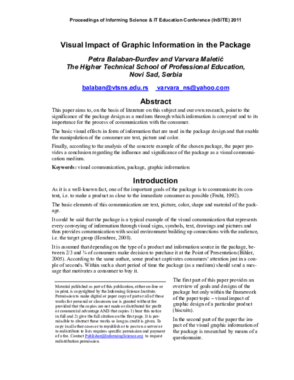 (PDF) Visual Impact of Graphic Information in the Package