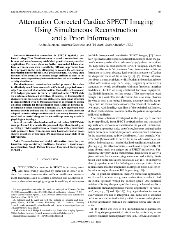 (PDF) Attenuation Corrected Cardiac SPECT Imaging Using Simultaneous ...