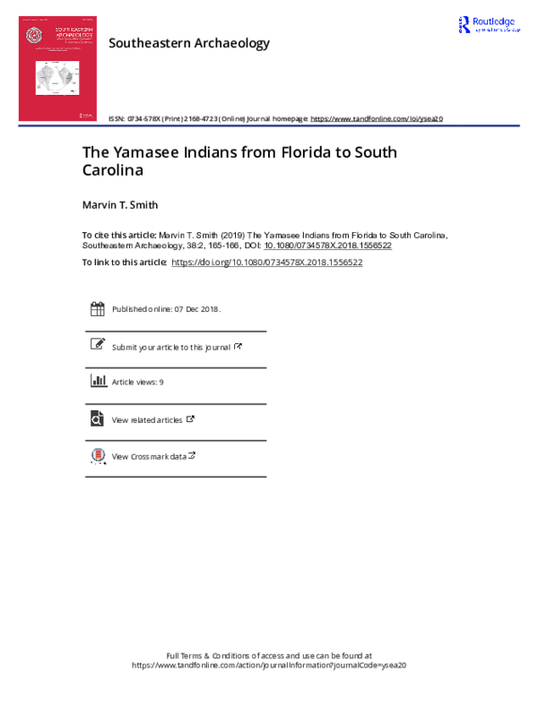 (PDF) The Yamasee Indians from Florida to South Carolina
