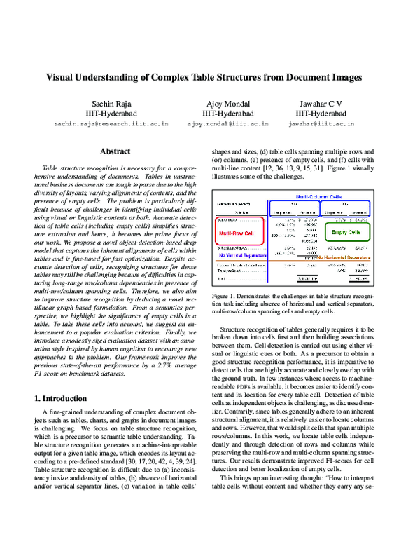 (PDF) Visual Understanding of Complex Table Structures from Document ...