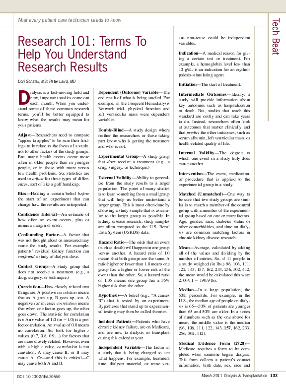 (PDF) Research 101: Terms to help you understand research results