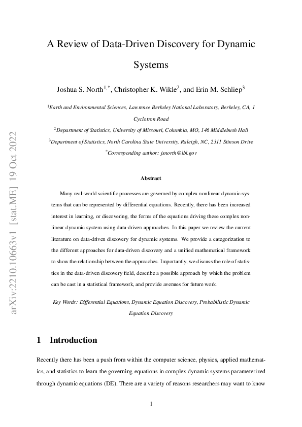 (PDF) A Review of Data-Driven Discovery for Dynamic Systems
