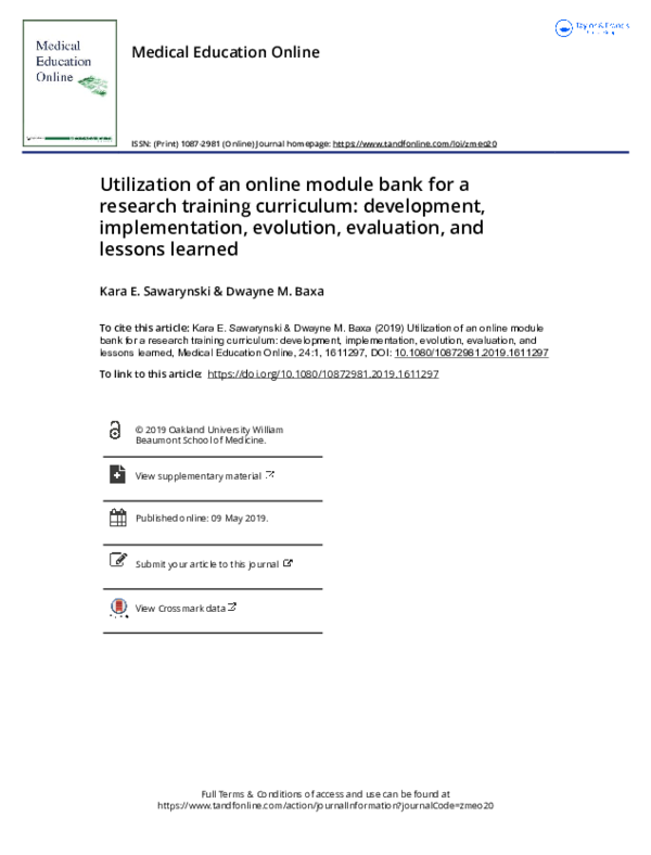 (PDF) Utilization of an online module bank for a research training curriculum: development ...