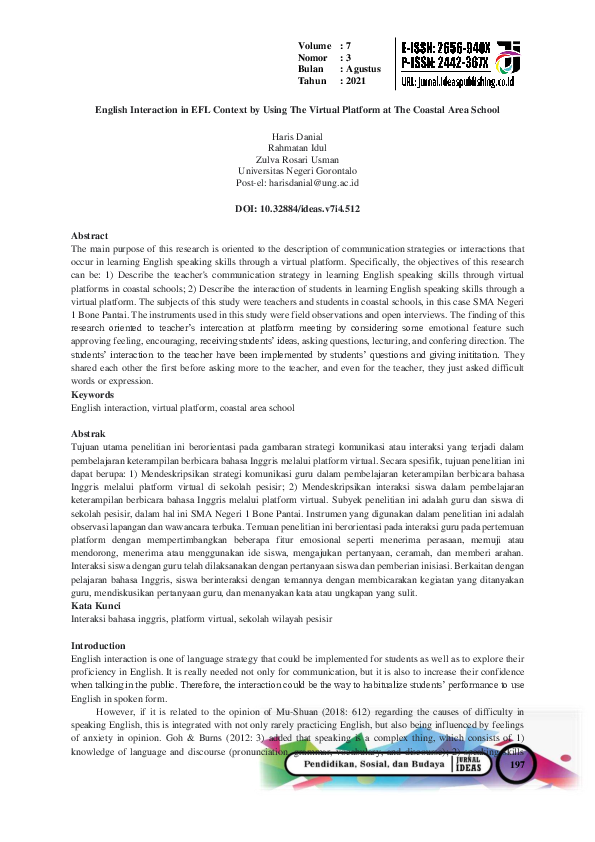 (PDF) English Interaction in EFL Context by Using The Virtual Platform ...