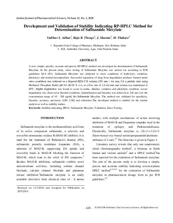 (PDF) Development and Validation of Stability Indicating RP-HPLC Method for Determination of ...