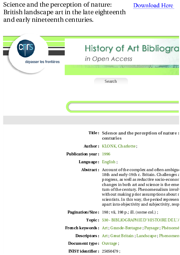 (PDF) Science and the Perception of Nature: British Landscape Art in ...