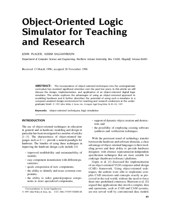 (PDF) Object-oriented logic simulator for teaching and research