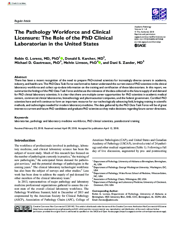 (PDF) The Pathology Workforce and Clinical Licensure