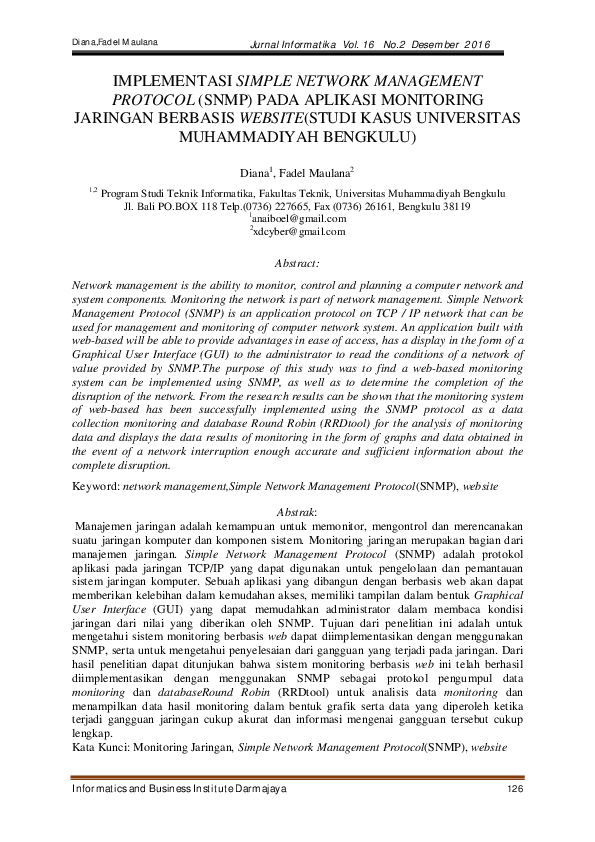 (PDF) Implementasi Simple Network Management Protocol (SNMP) Pada Aplikasi Monitoring Jaringan ...