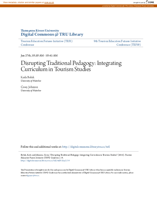 (PDF) Disrupting Traditional Pedagogy: Integrating Curriculum in ...