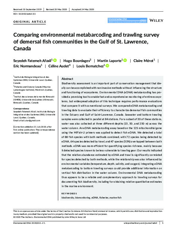 (PDF) Comparing environmental metabarcoding and trawling survey of ...