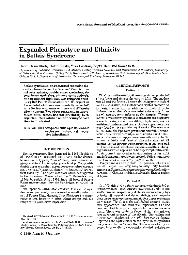 (PDF) Expanded phenotype and ethnicity in Setleis syndrome