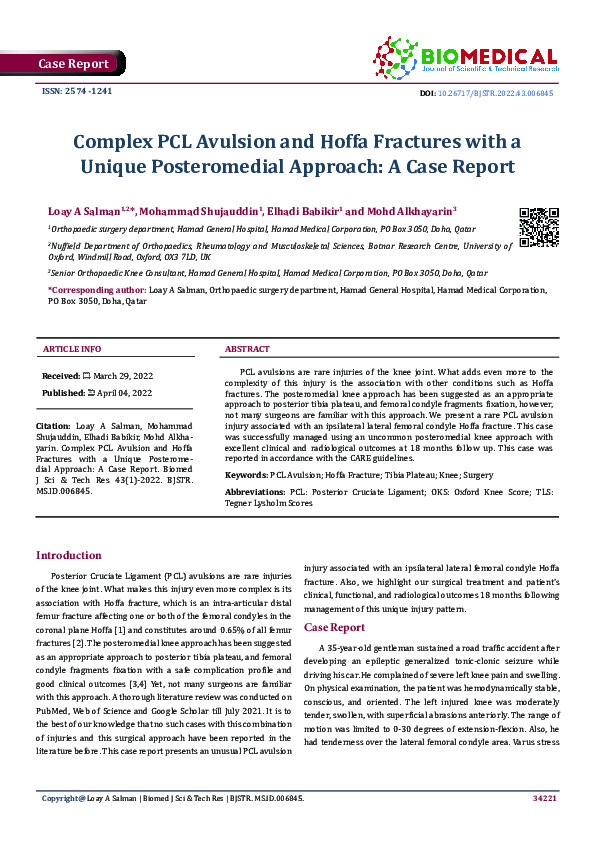 (PDF) Complex PCL Avulsion and Hoffa Fractures with a Unique ...