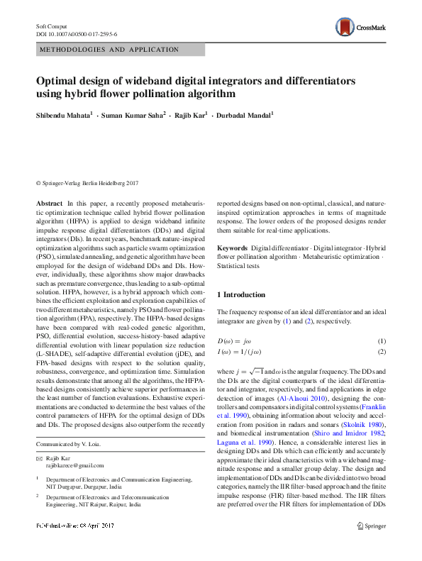 (PDF) Optimal design of wideband digital integrators using gravitational search algorithm
