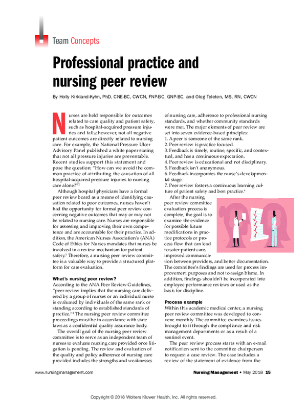 (PDF) Professional practice and nursing peer review