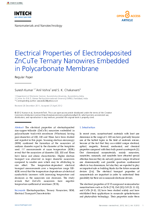 (PDF) Electrical Properties of Electrodeposited ZnCuTe Ternary Nanowires Embedded in ...