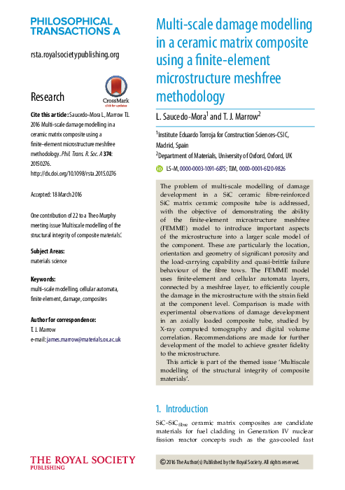(PDF) Multi-scale damage modelling in a ceramic matrix composite using a finite-element ...