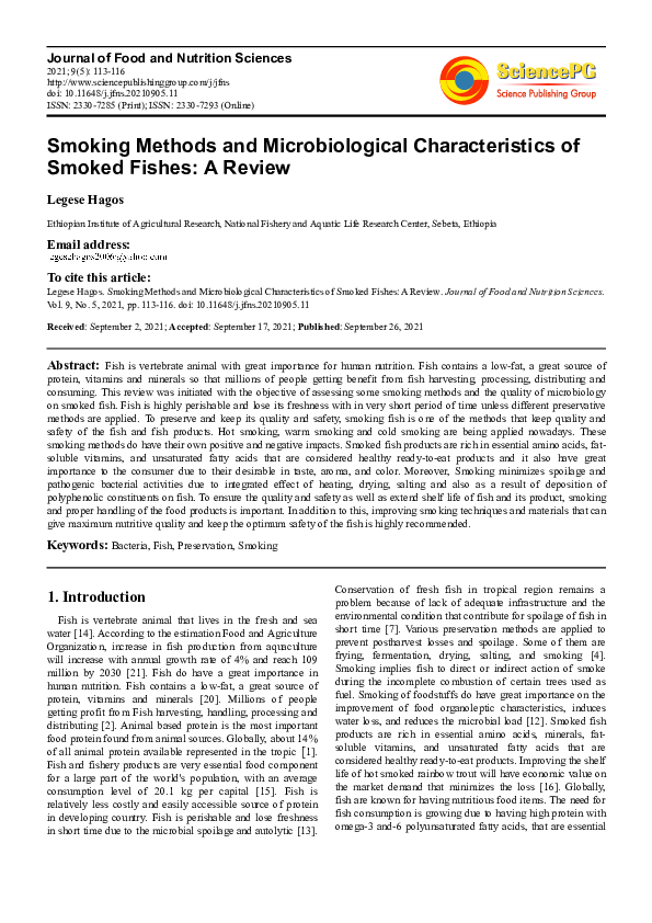 (PDF) Smoking Methods and Microbiological Characteristics of Smoked ...