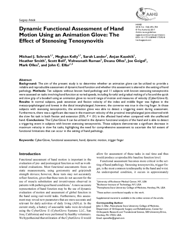(PDF) Dynamic Functional Assessment of Hand Motion Using an Animation ...