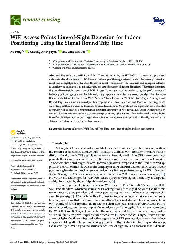(PDF) WiFi Access Points Line-of-Sight Detection for Indoor Positioning ...