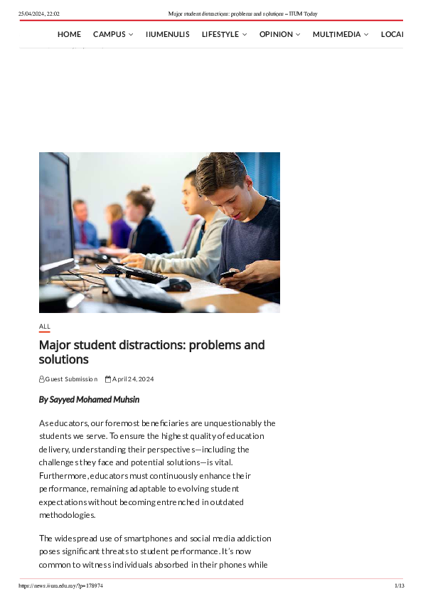 (PDF) Major student distractions: problems and solutions