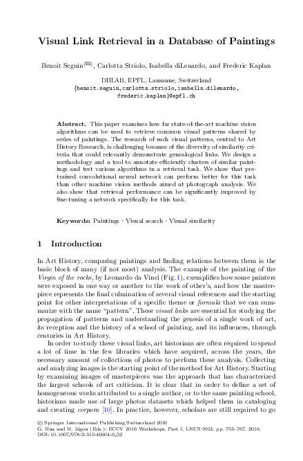 (PDF) Visual Link Retrieval in a Database of Paintings