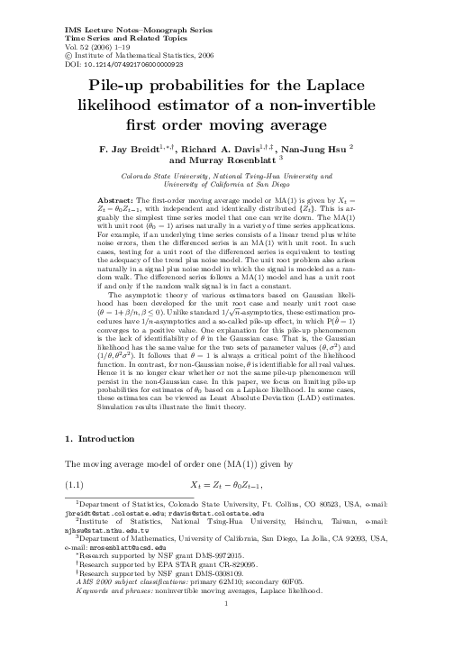 (PDF) Pile-up probabilities for the Laplace likelihood estimator of a ...