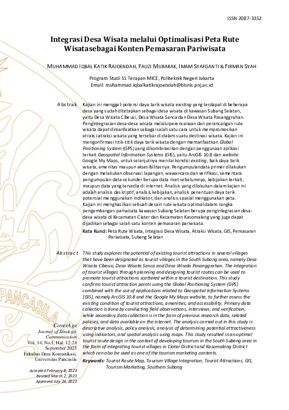 (PDF) Integrasi Desa Wisata melalui Optimalisasi Peta Rute ...