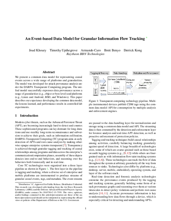 (PDF) An Event-based Data Model for Granular Information Flow Tracking
