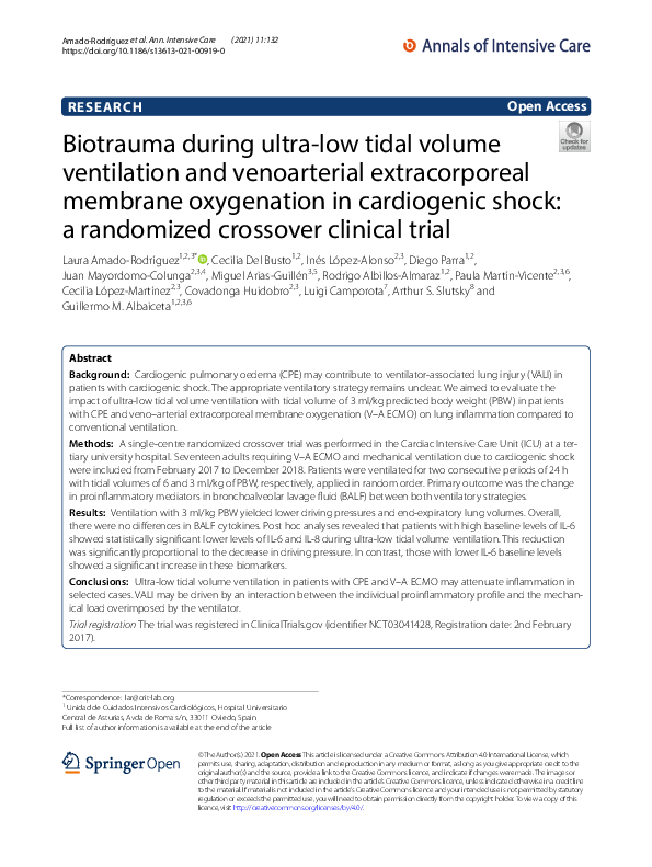 (PDF) Biotrauma during ultra-low tidal volume ventilation and ...
