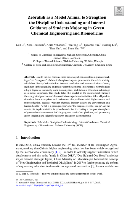 (PDF) Zebrafish as a Model Animal to Strengthen the Discipline ...