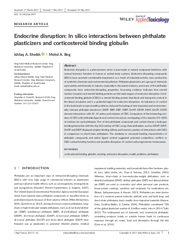 (PDF) Endocrine disruption: In silico interactions between phthalate ...