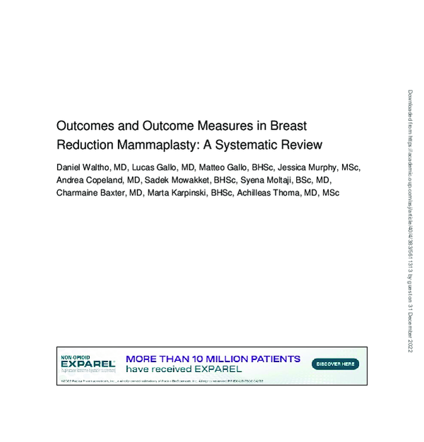 (PDF) Outcomes and Outcome Measures in Breast Reduction Mammaplasty: A ...