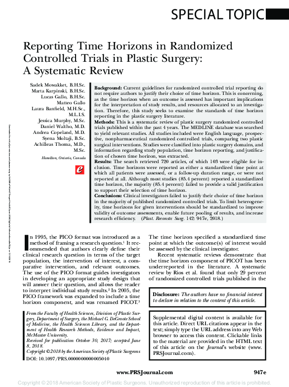 (PDF) Reporting Time Horizons in Randomized Controlled Trials in ...