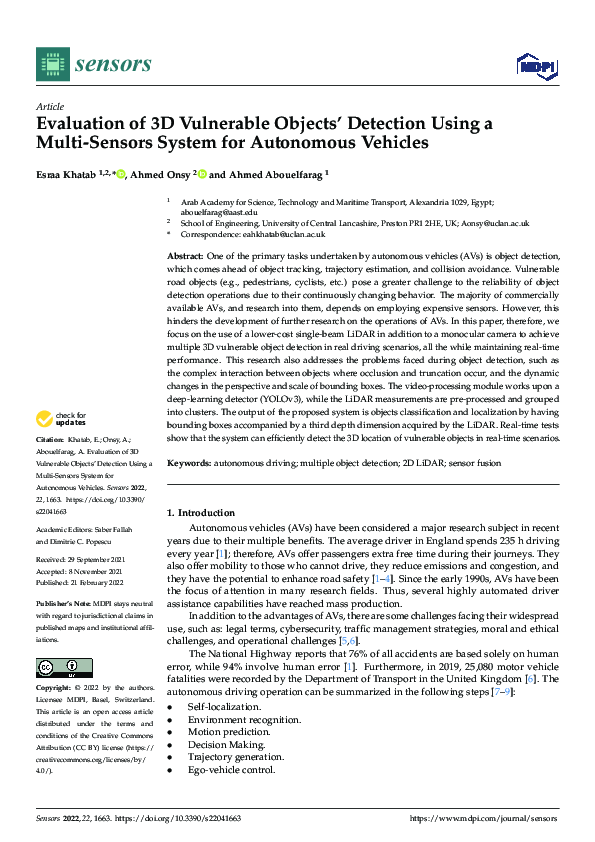 (PDF) Evaluation of 3D Vulnerable Objects’ Detection Using a Multi-Sensors System for Autonomous ...