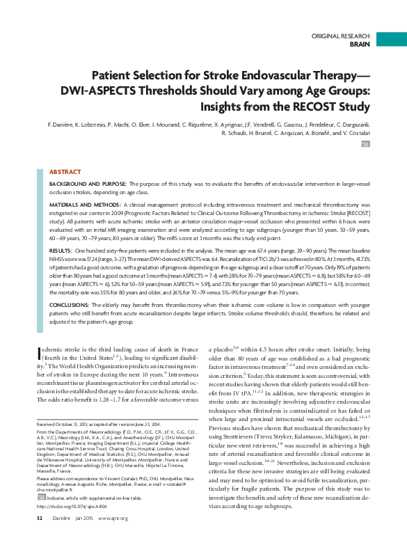 (PDF) Patient Selection for Stroke Endovascular Therapy-- DWI-ASPECTS ...