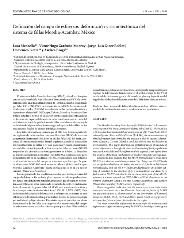 (PDF) Definición del campo de esfuerzos-deformación y sismotectónica ...