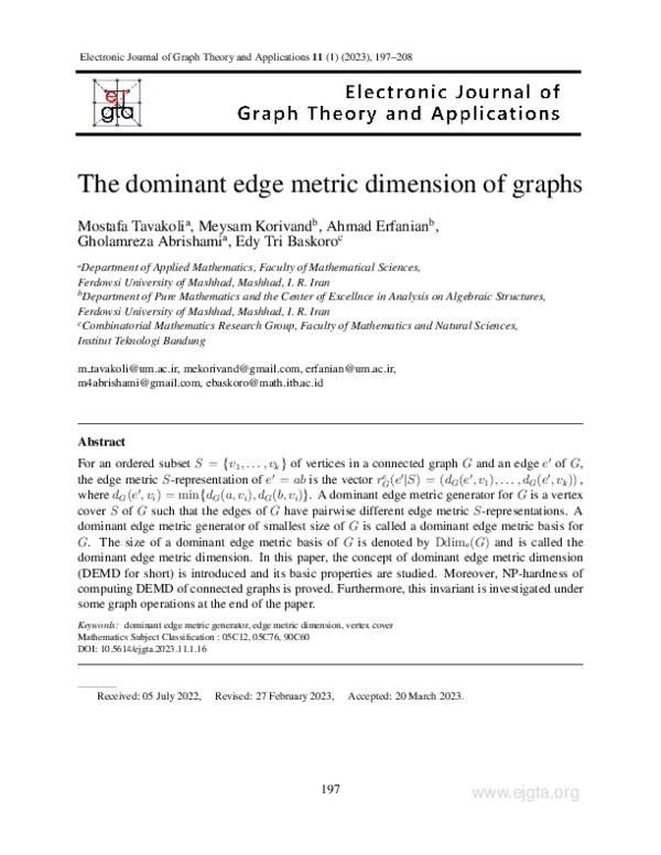 (PDF) The dominant edge metric dimension of graphs