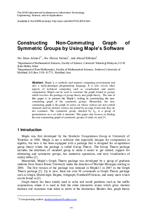 Pdf Constructing Non Commuting Graph Of Symmetric Groups By Using Maples Software Ahmad 8940