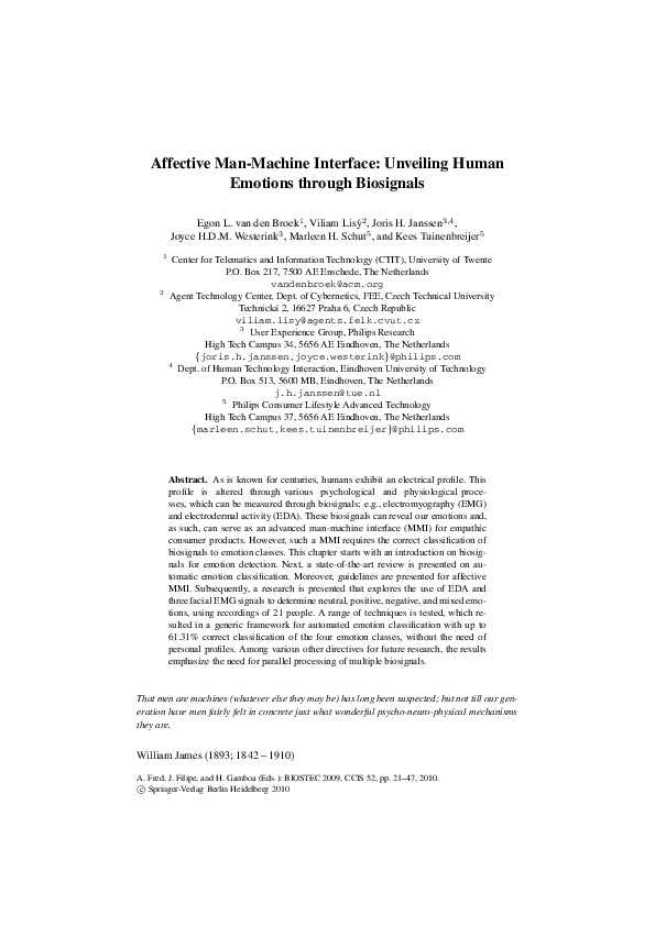 (PDF) Affective Man-Machine Interface: Unveiling Human Emotions through ...