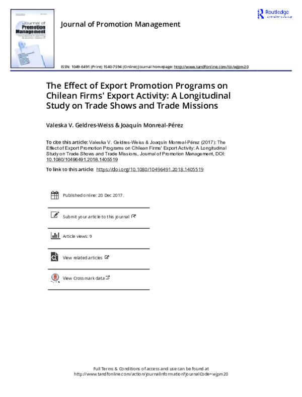 (PDF) The Effect of Export Promotion Programs on Chilean Firms' Export ...