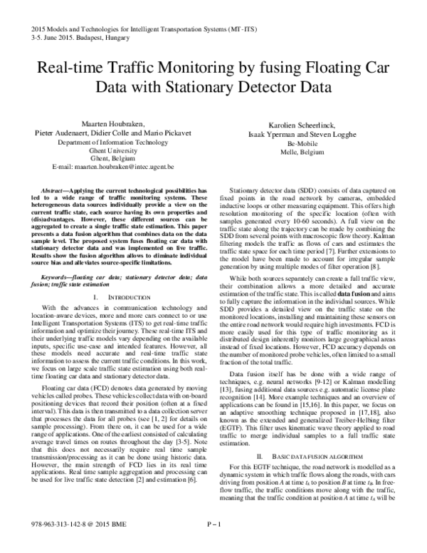 (PDF) Real-time traffic monitoring by fusing floating car data with ...