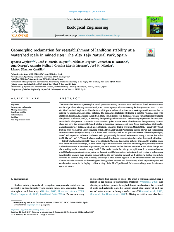 (PDF) Geomorphic reclamation for reestablishment of landform stability ...