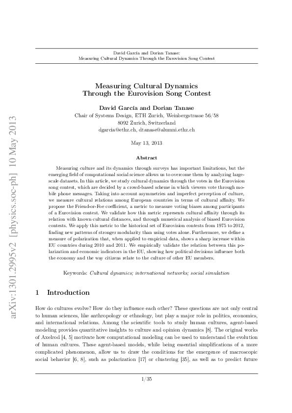 (PDF) David García and Dorian Tanase: Measuring Cultural Dynamics ...